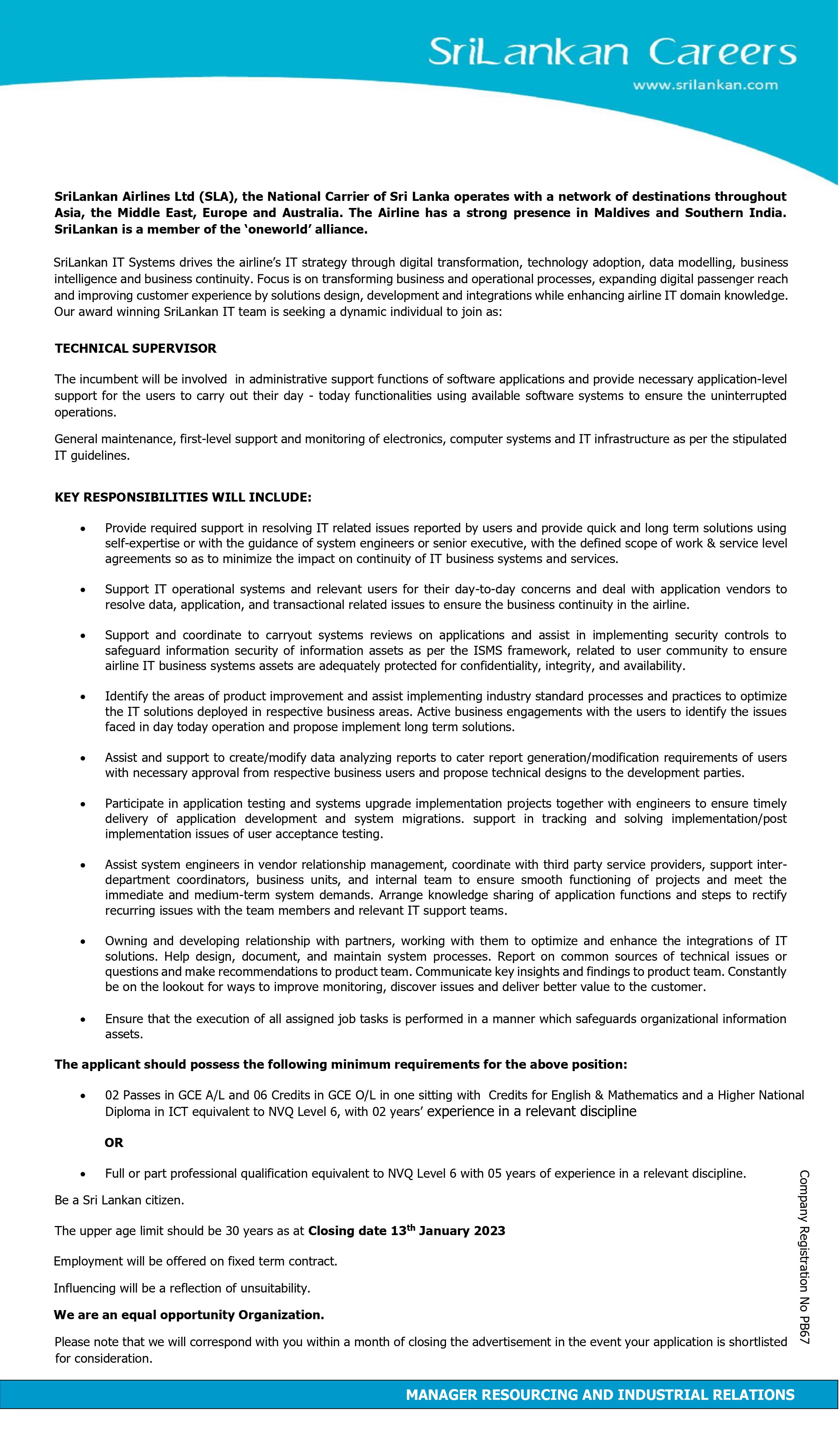 TECHNICAL SUPERVISOR